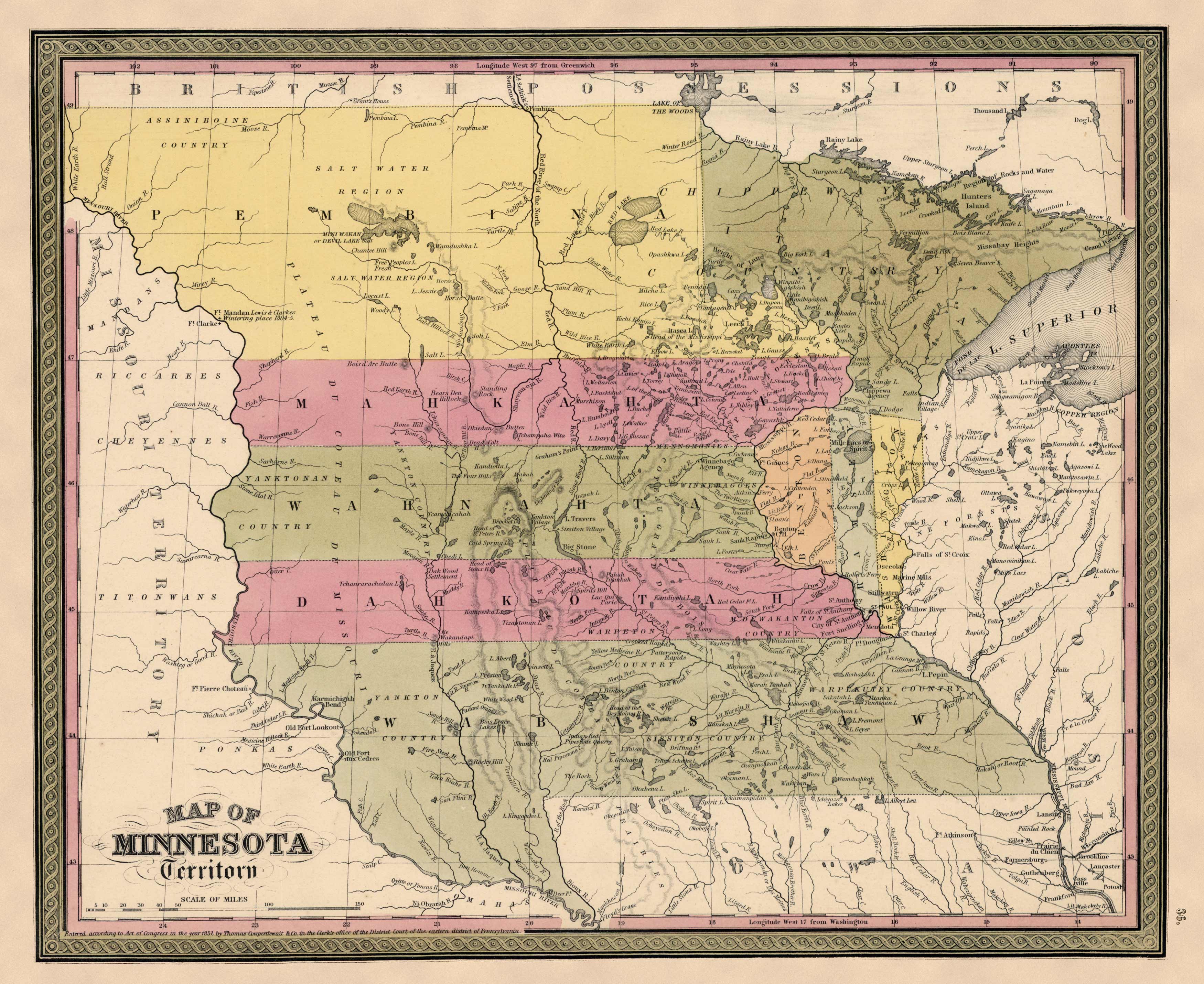 Map of Minnesota Territory - Art Source International