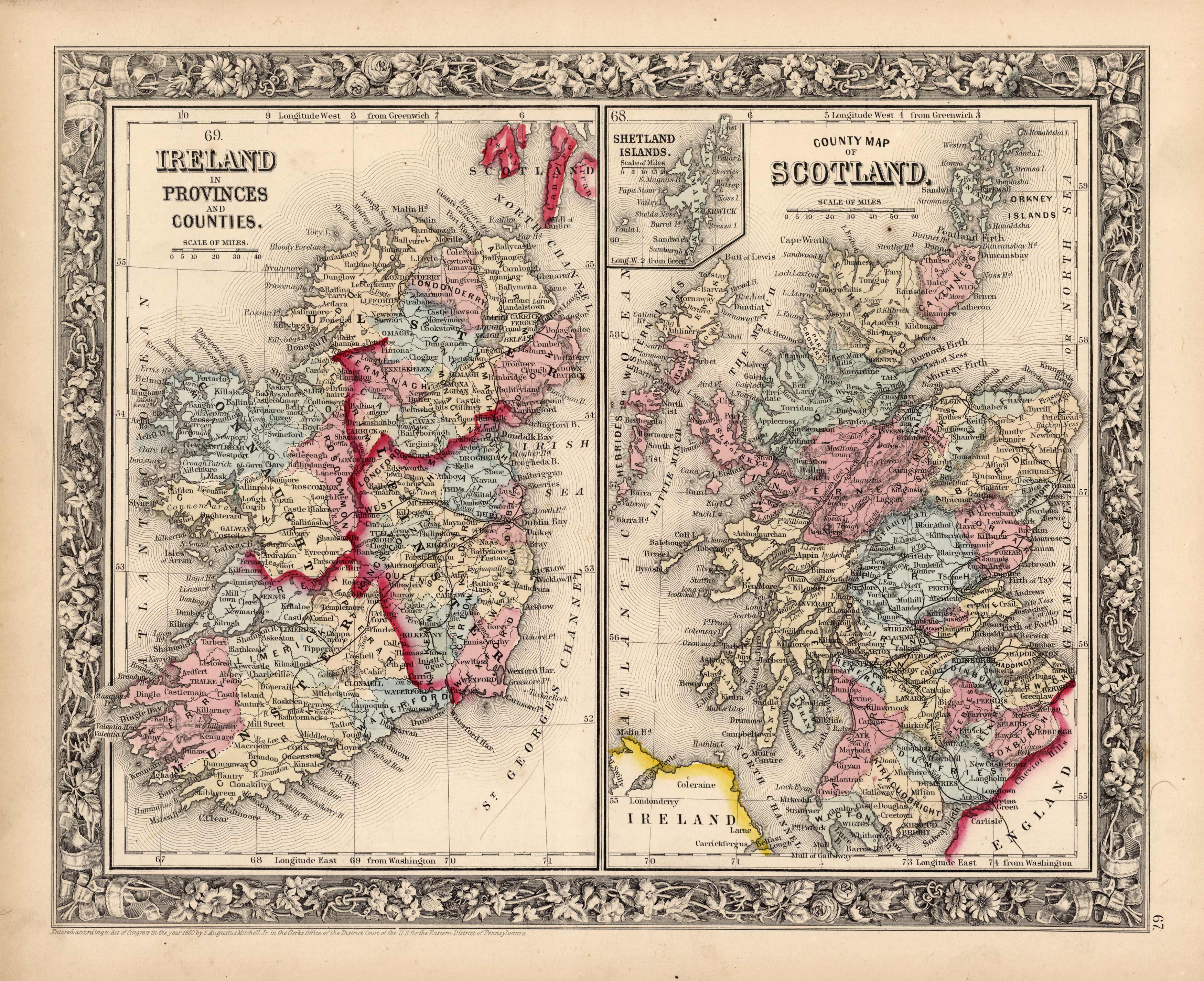 Ireland in Provinces and Counties. County Map of Scotland. - Art Source ...