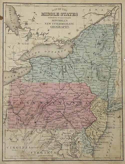 Map of the Middle States Engraved to Illustrate Mitchells New ...