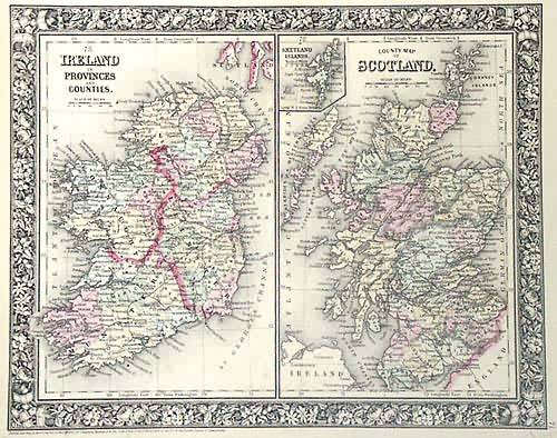 County Map of Scotland-Ireland in Provinces and counties - Art Source ...