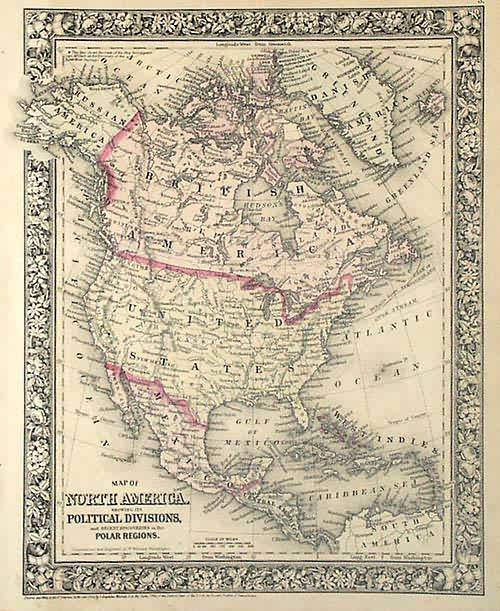 Map of North America showing its Political Divisions, and recent ...