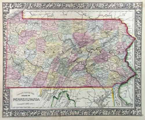 County Map of the State of Pennsylvania - Art Source International