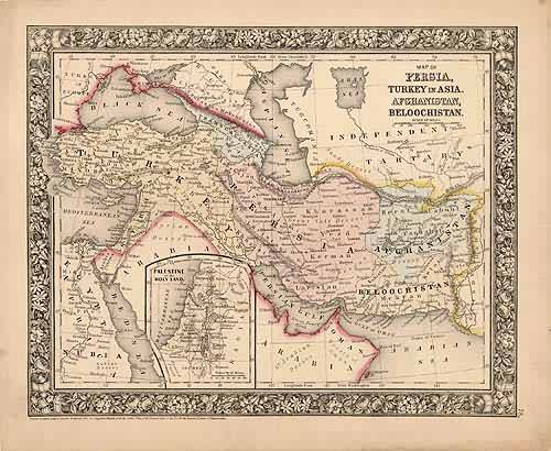 Map of Persia, Turkey in Asia, Afghanistan, Beloochistan - Art Source ...
