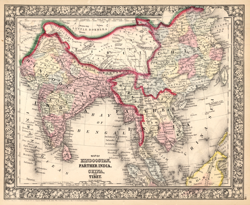 Map of Hindoostan, Farther India, China, and Tibet - Art Source ...