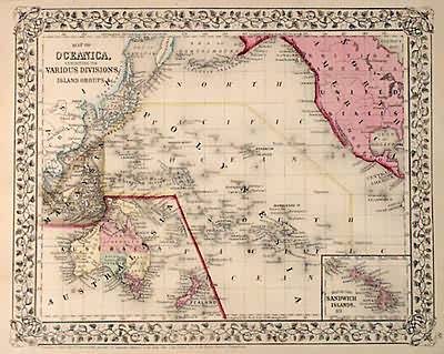 Map of Oceanica, Exhibiting its Various Divisions and Island Groups ...