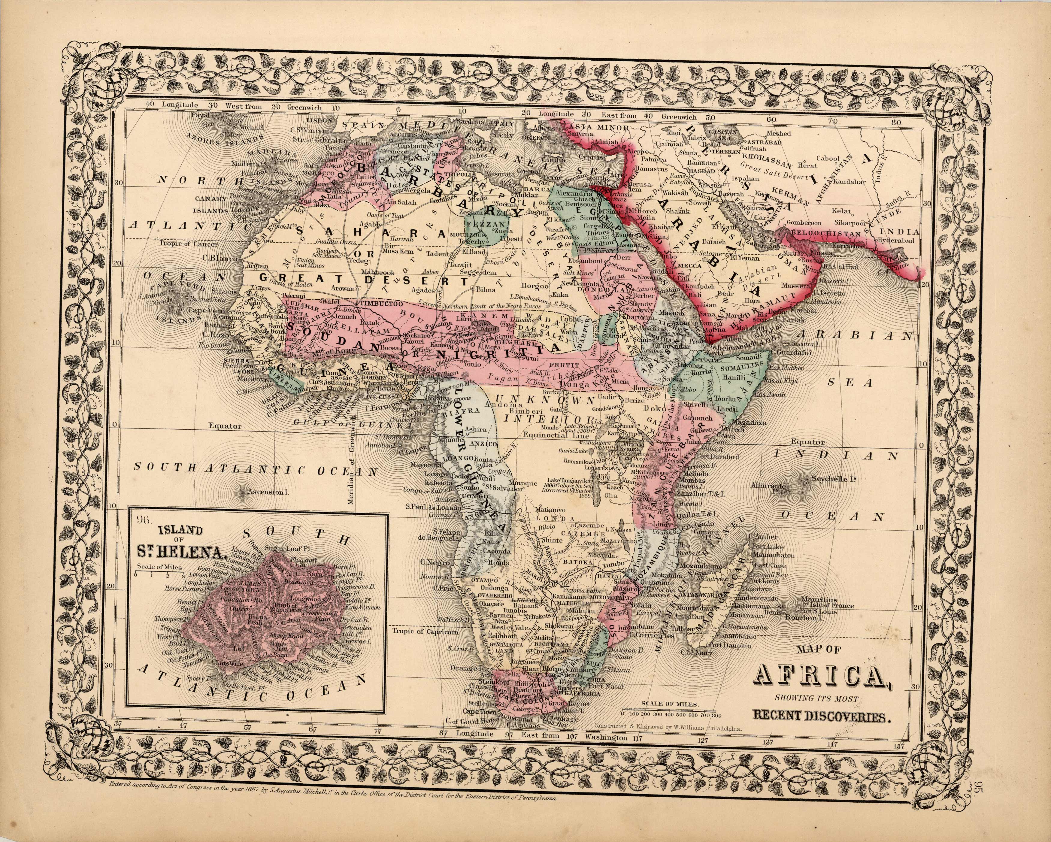 Map of Africa, Showing its Most Recent Discoveries - Art Source ...