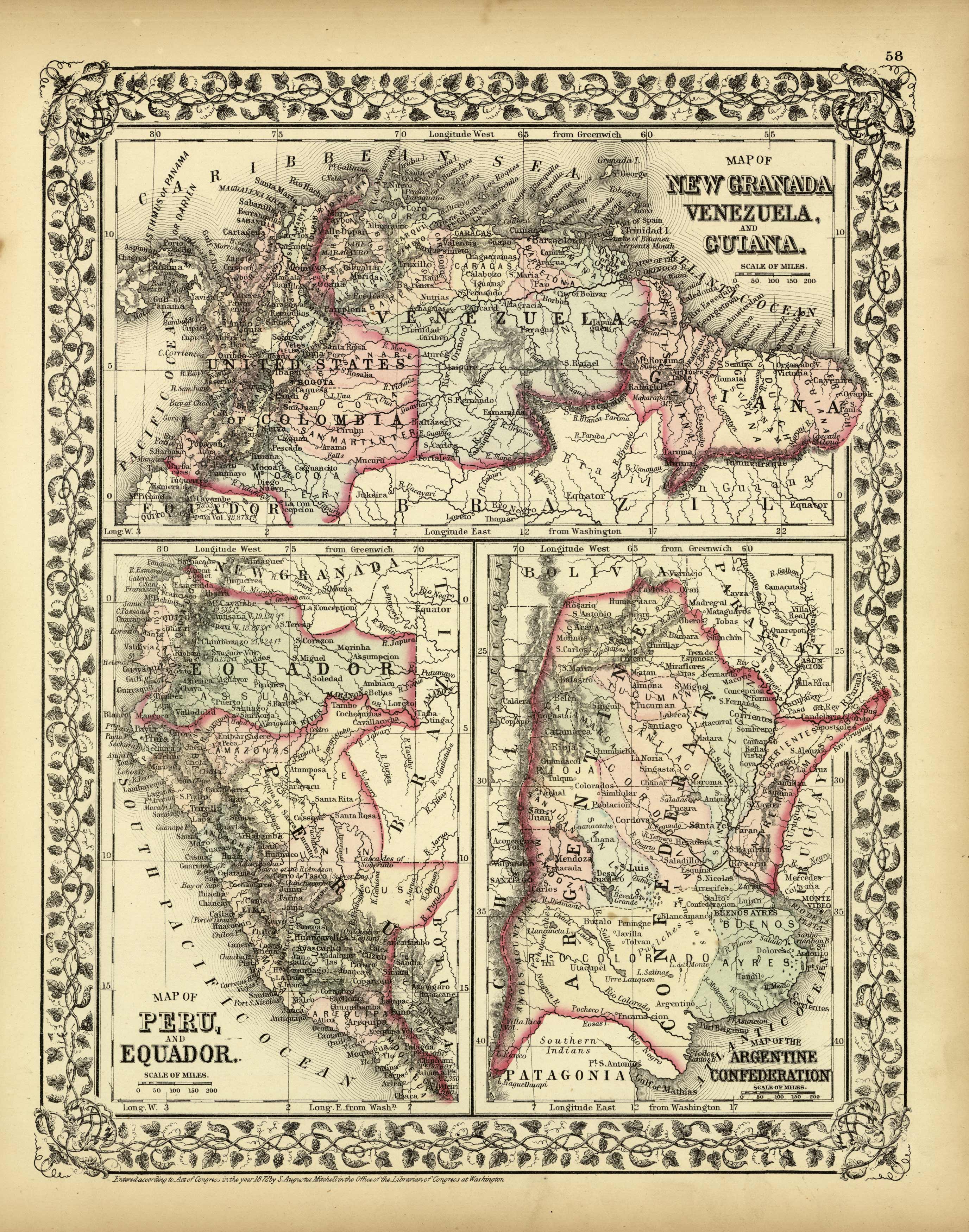 Map of New Granada Venezuela, and Guiana / Map of Peru and Equador ...