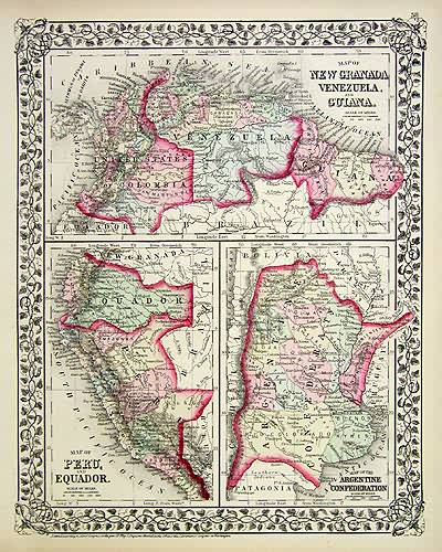 Map of New Granada, Venezuela, Guiana, Peru, Equador and the Argentine ...