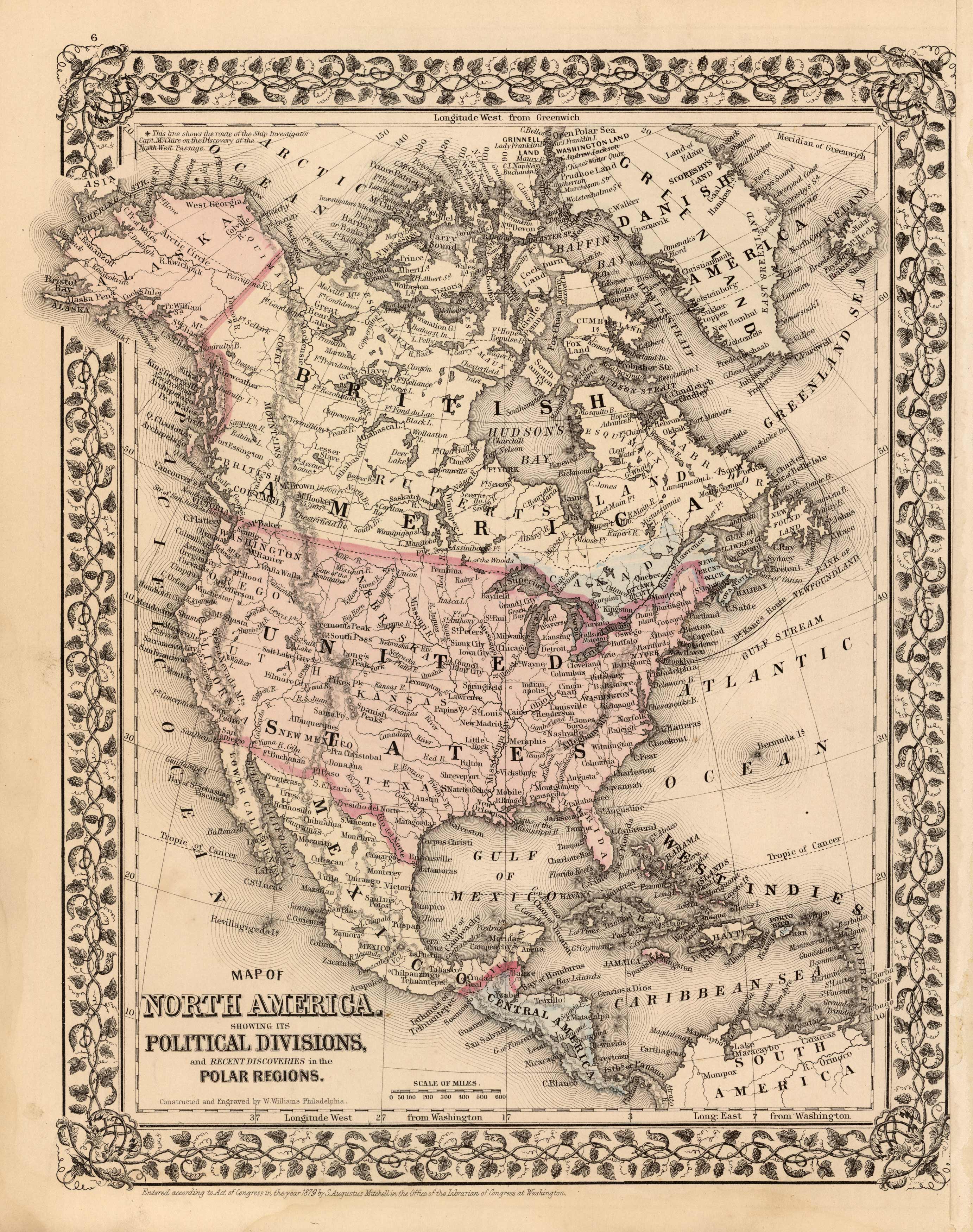 Map of North America. Showing its Political Divisions, and Recent ...