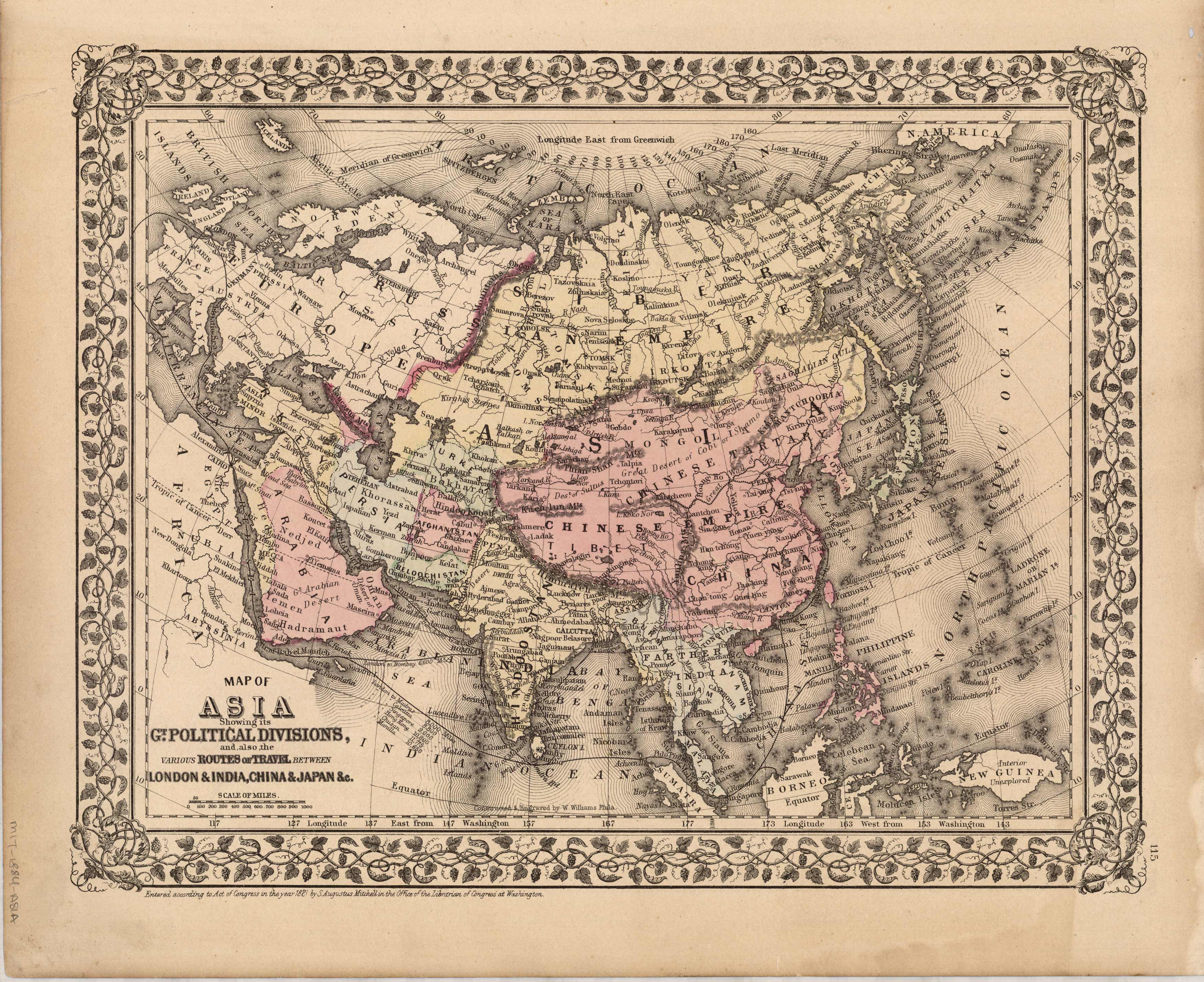Map of Asia Showing its Political Divisions, and also the Various ...