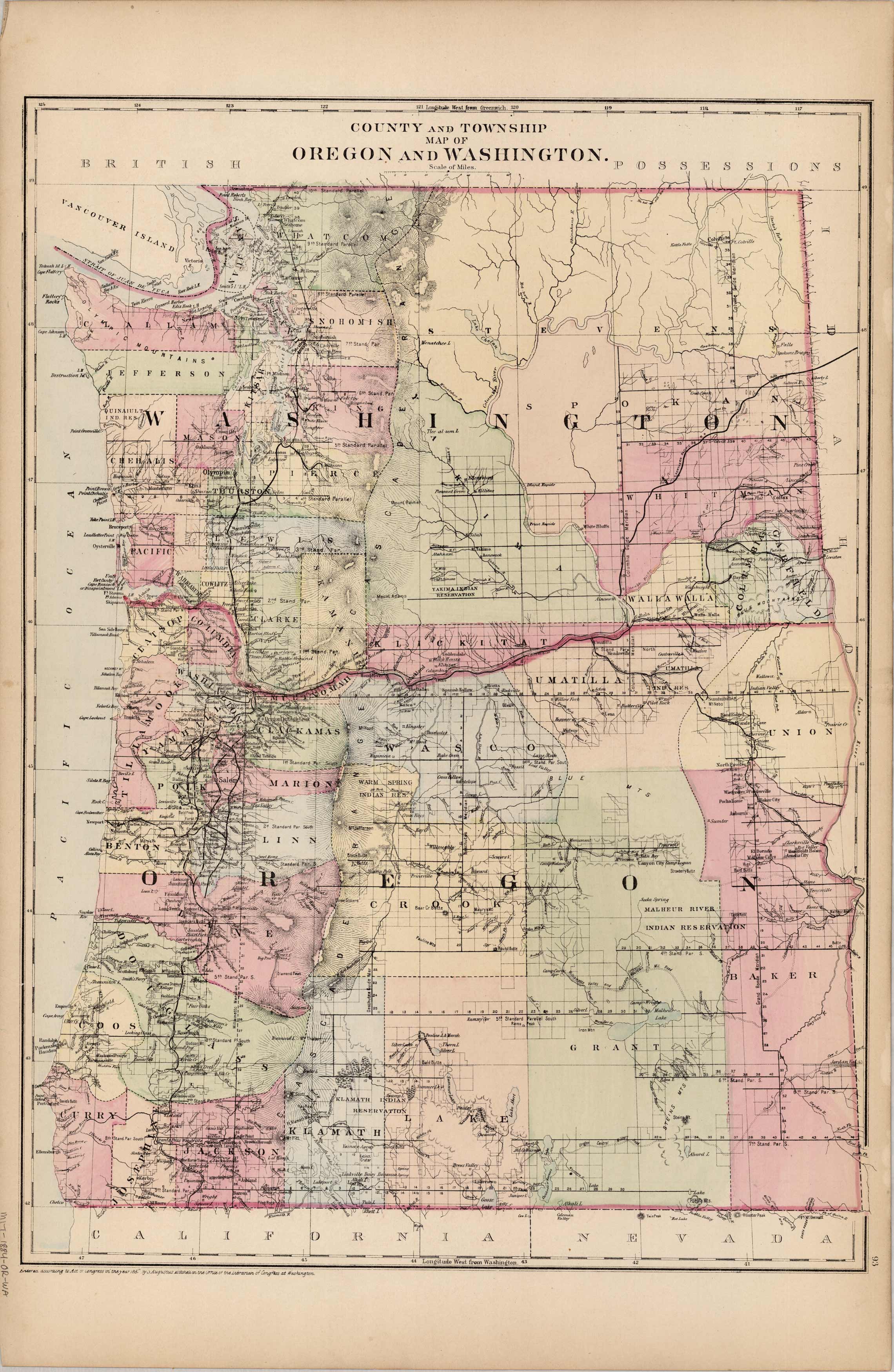 County and Township map of Oregon and Washington - Art Source International
