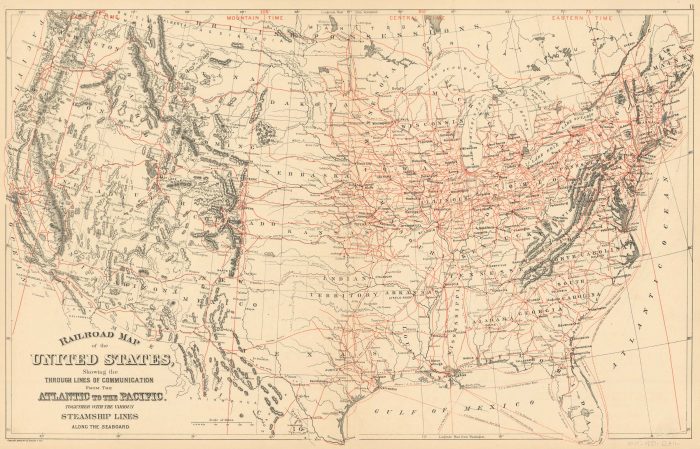 Railroad Map of the United States, Showing the Through Lines of ...