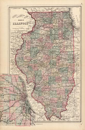 County & Township Map of the State of Illinois (with an inset map of ...