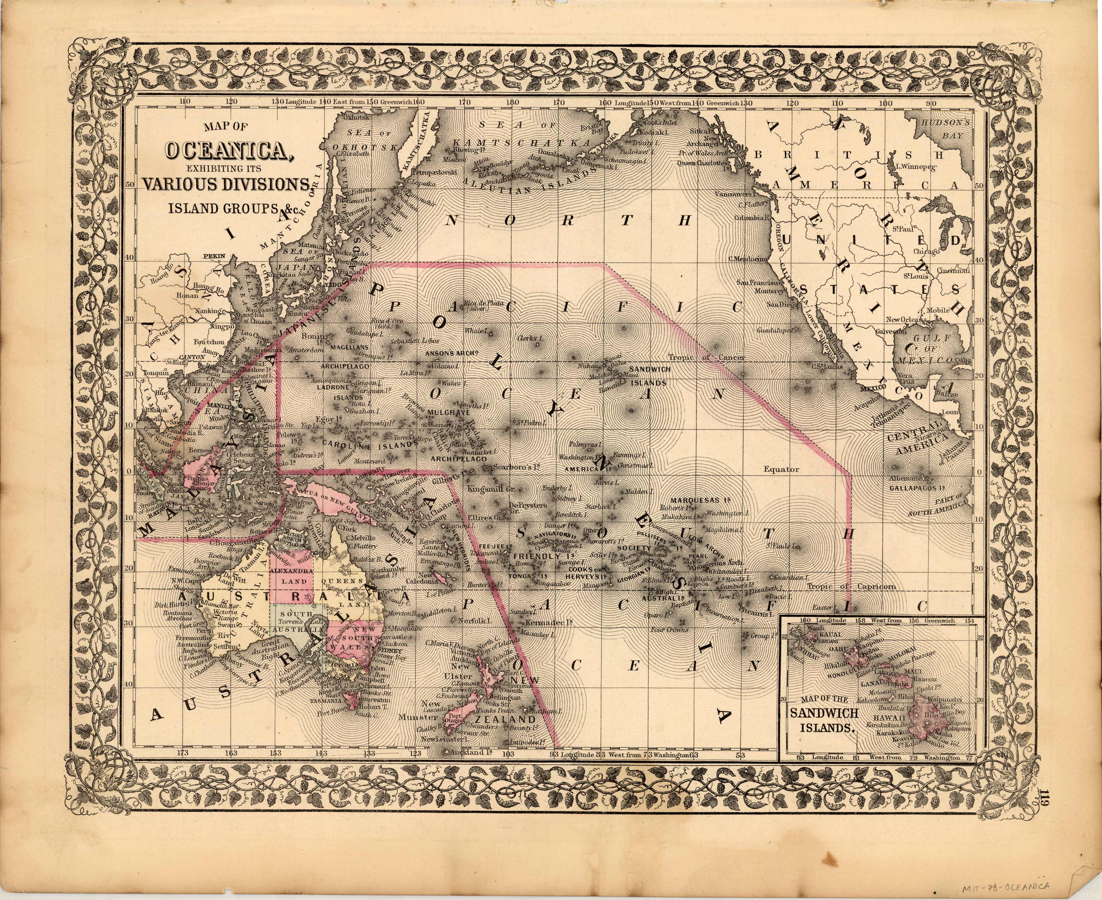Map of Oceanica exhibiting its various divisions, Island groups - Art ...
