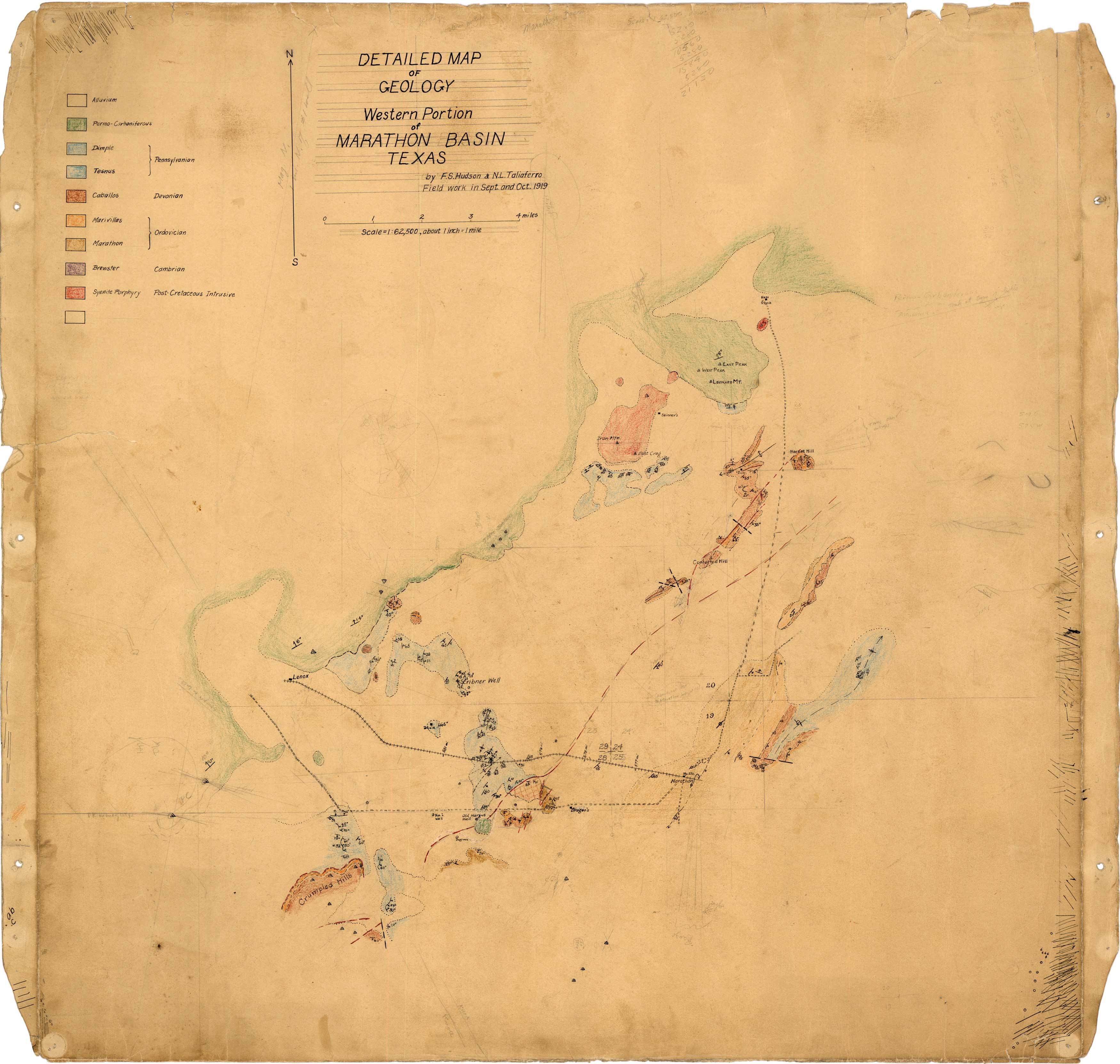 Detailed Map of Geology, Western Potion of Marathon Basin, Texas - Art ...