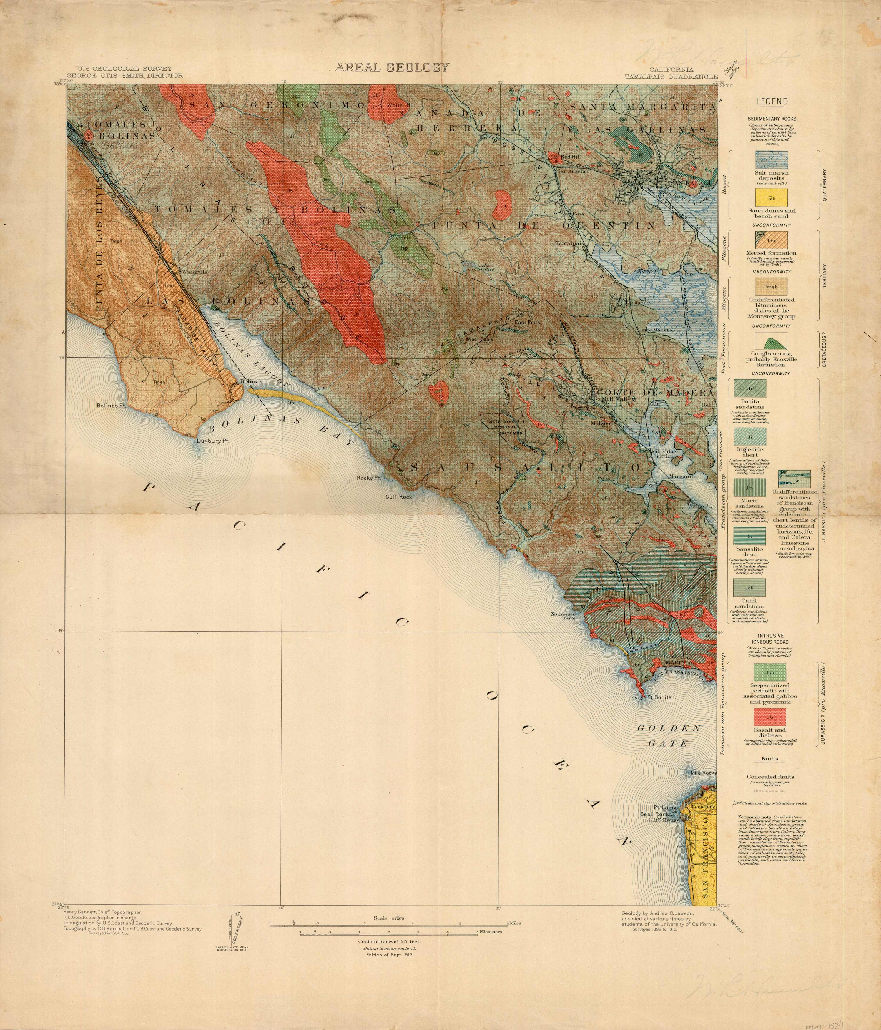 Areal Geology, Tamalpais Quadrangle, California - Art Source International