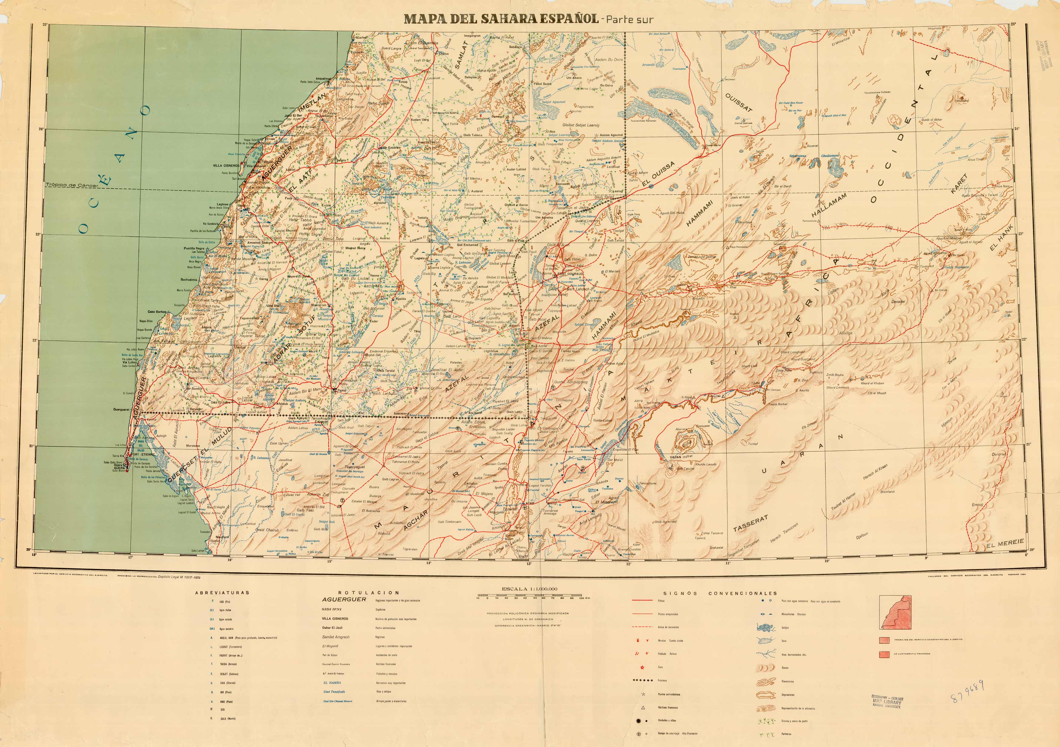 Mapa Del Sahara Espanol (Western Sahara - Mauritania) - Art Source ...