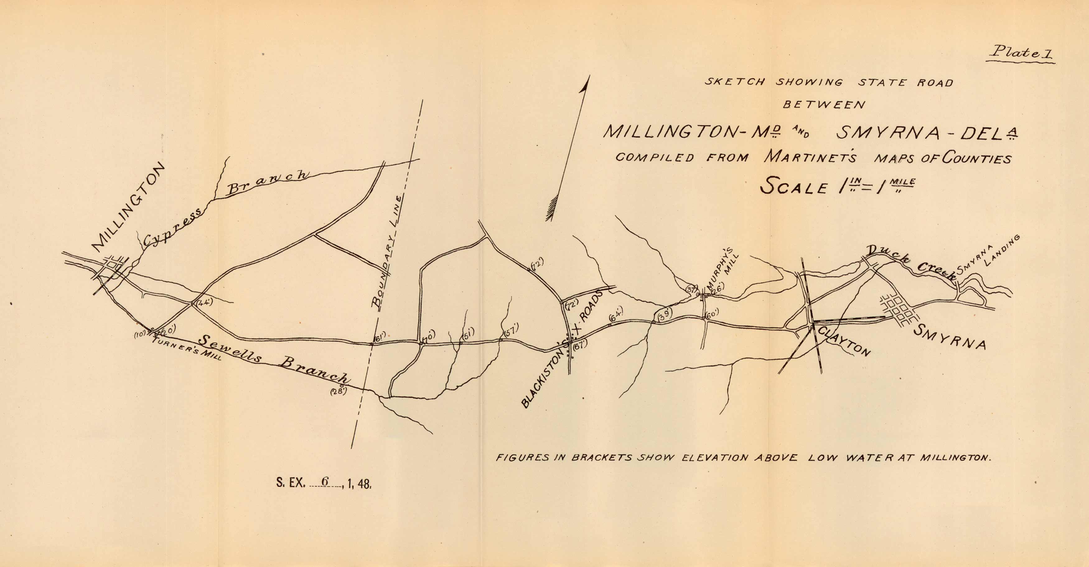 Sketch showing state road between Millington, Md. and Smyrna, Del ...