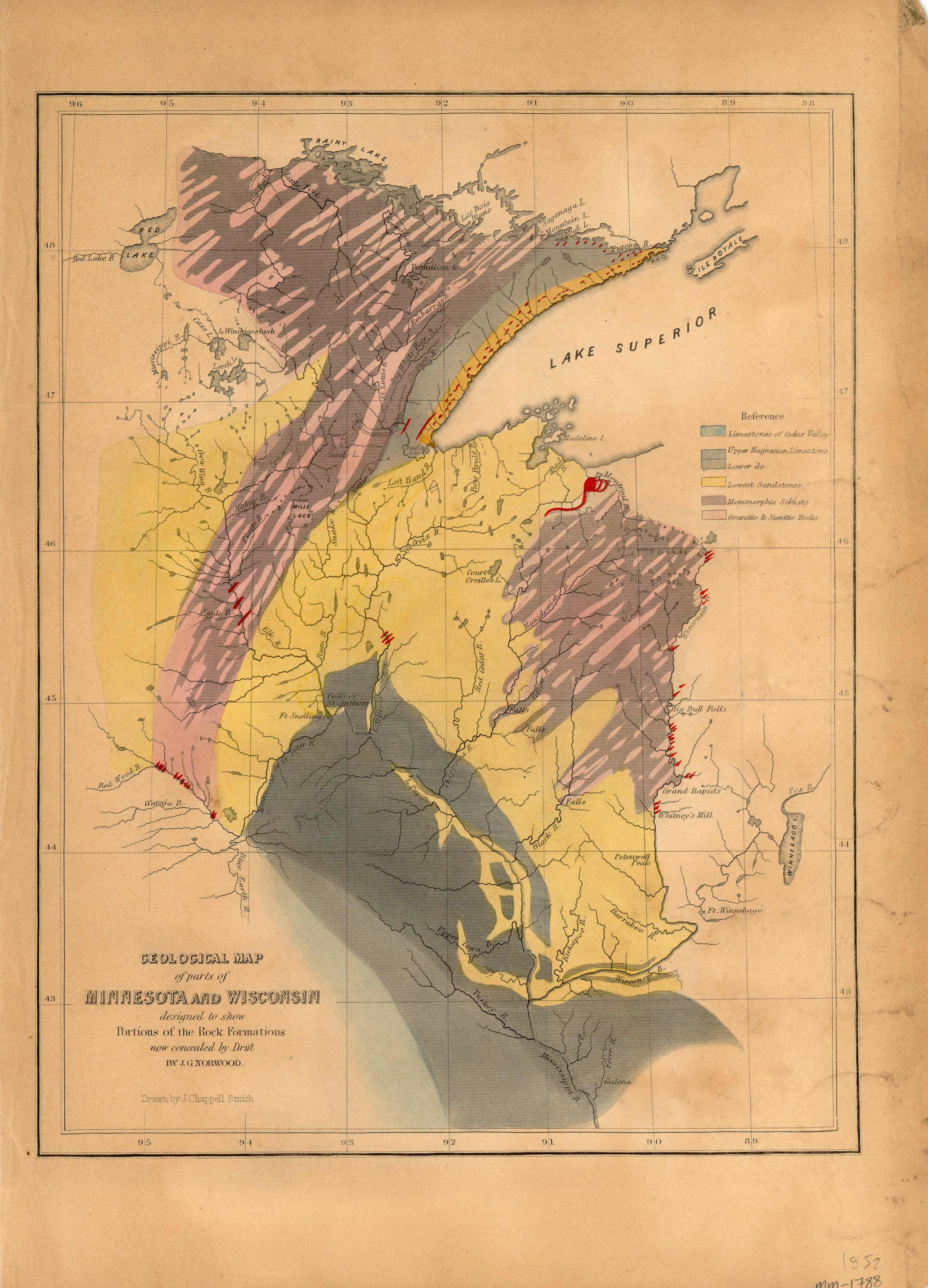 Geological Map of parts of Minnesota and Wisconsin - Art Source ...