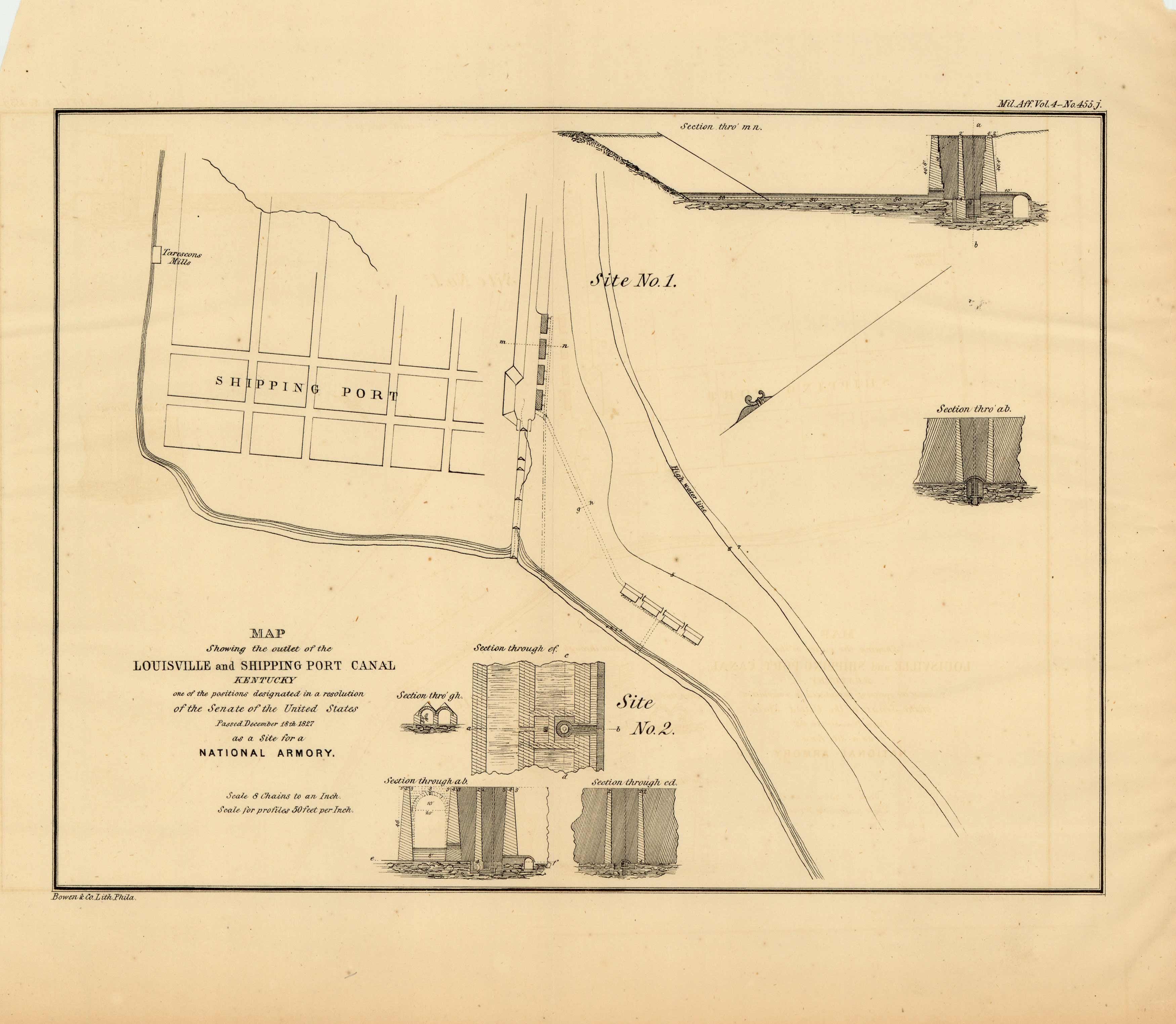 Map Showing the outlet of the Louisville and Shipping Port Canal ...