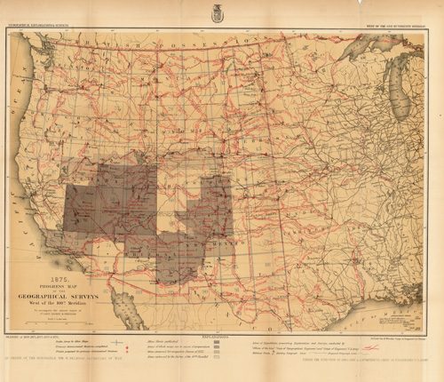 1875 Progress Map of the U.S. Geographical Surveys West of the 100th ...