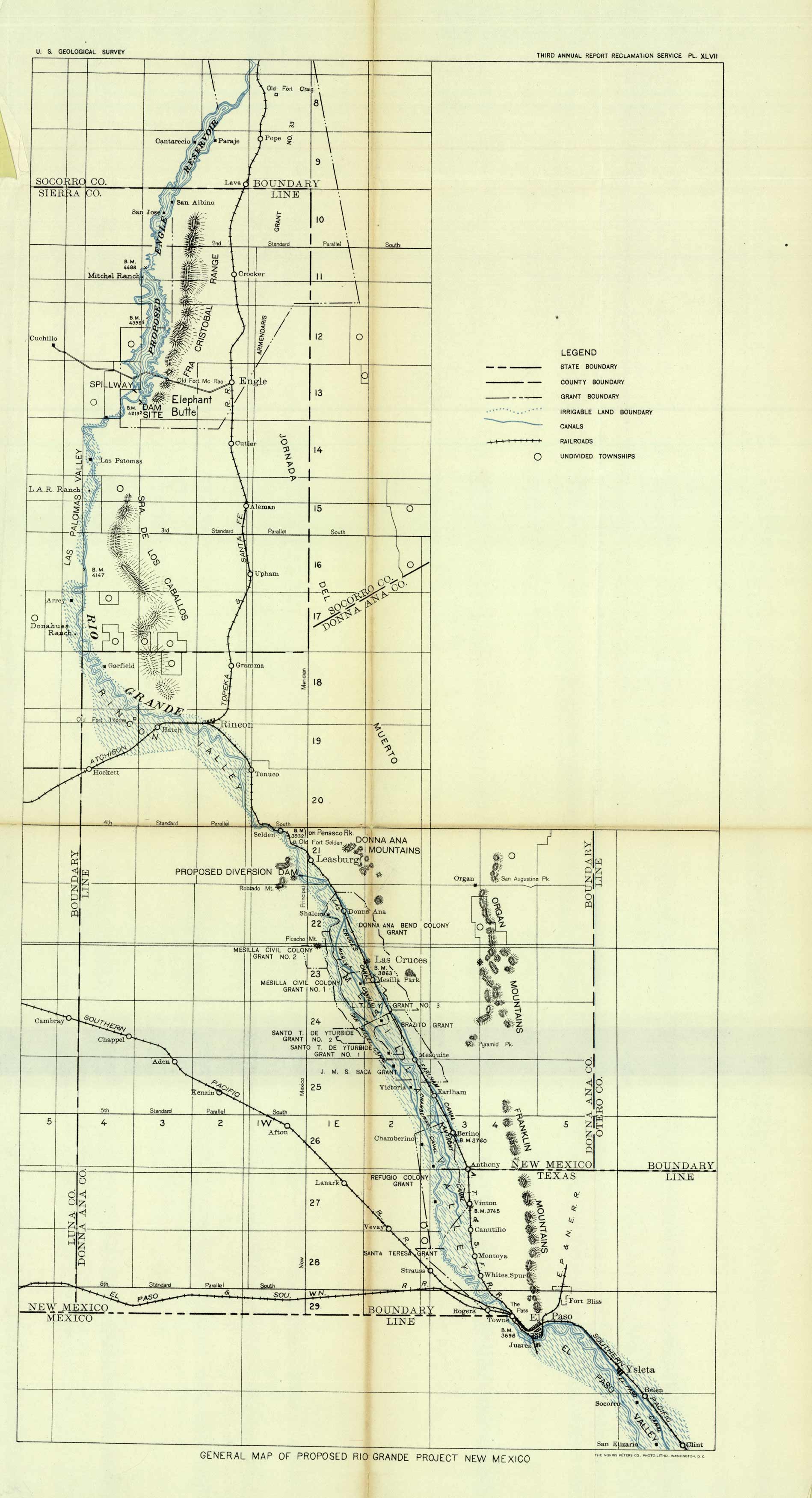 General Map of Proposed Rio Grande Project, New Mexico - Art Source ...