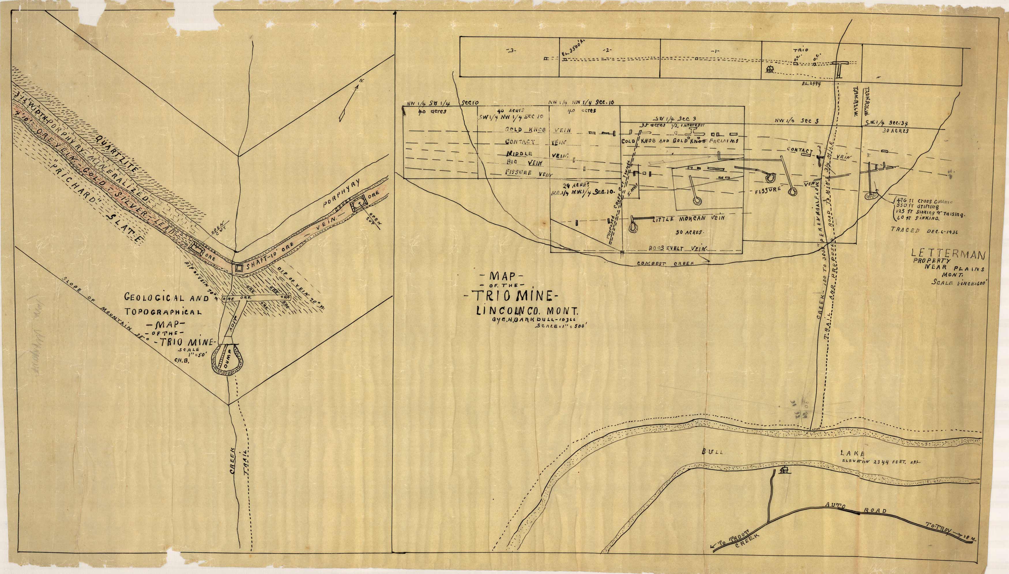 Geographical and Topographical Map of the Trio Mine, Lincoln Co. Mont ...