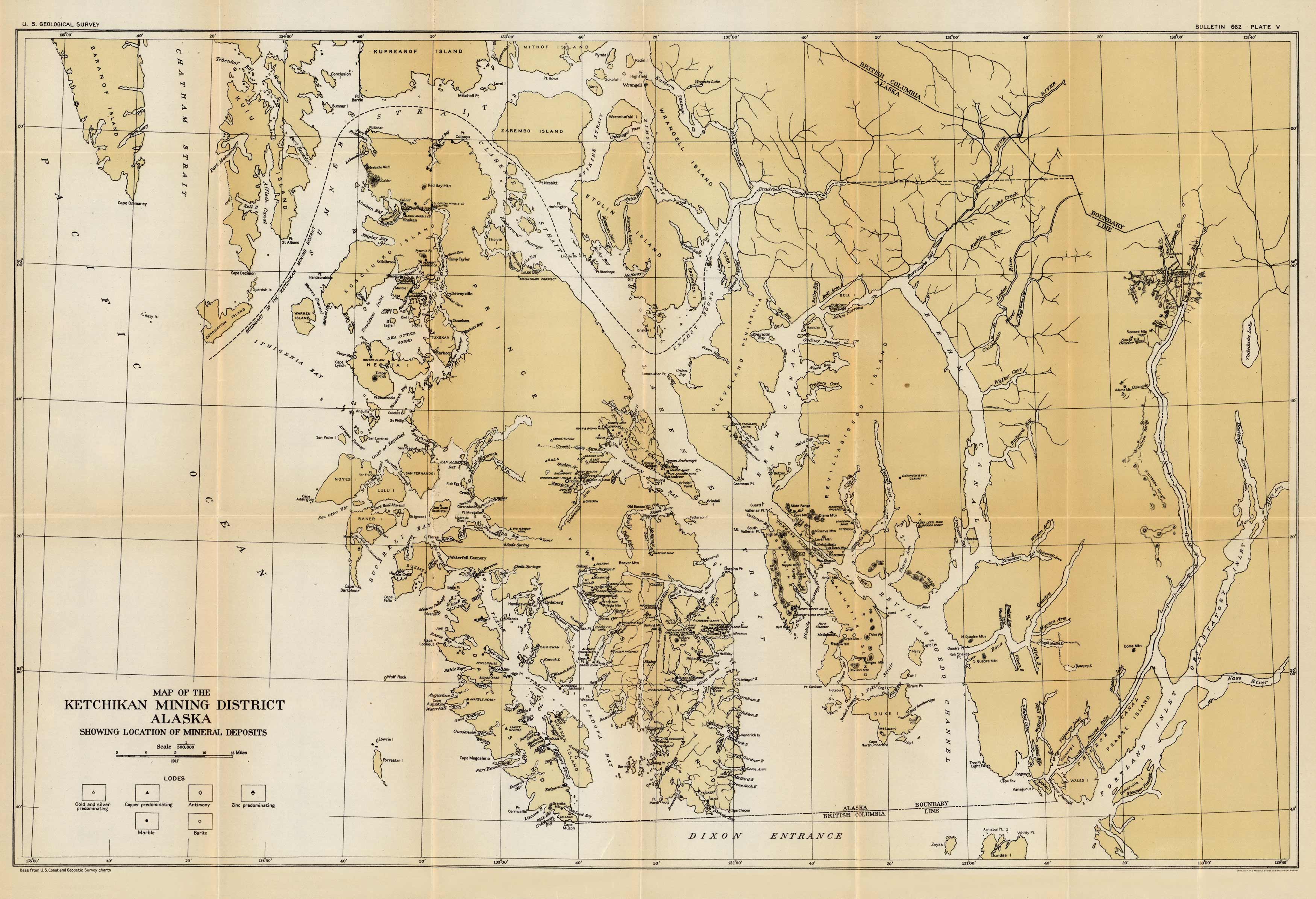 Map of the Ketchikan Mining District, Alaska. Showing Location of ...