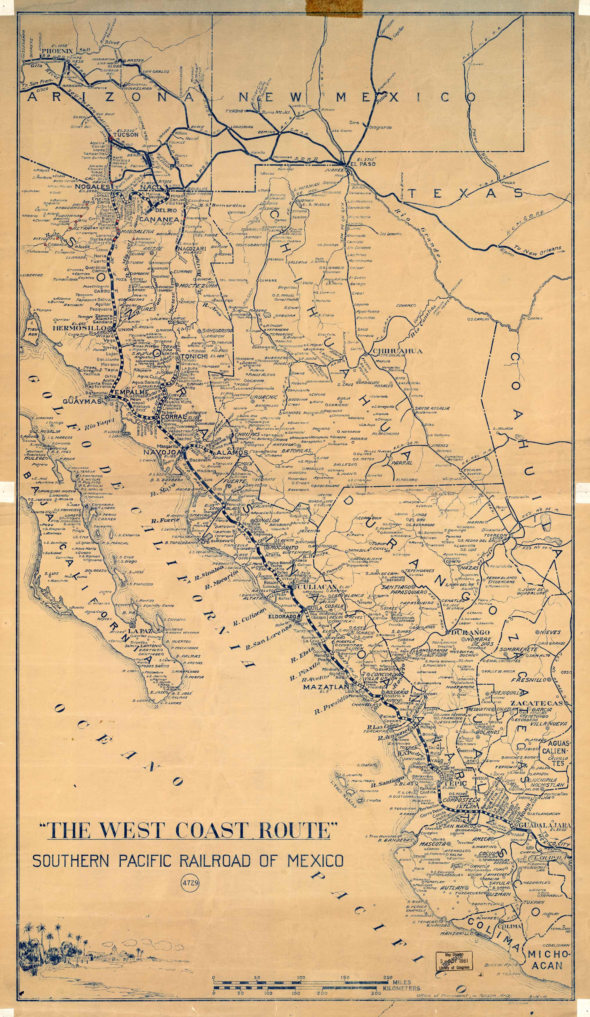 The West Coast Route Southern Pacific Railroad of Mexico - Art Source ...