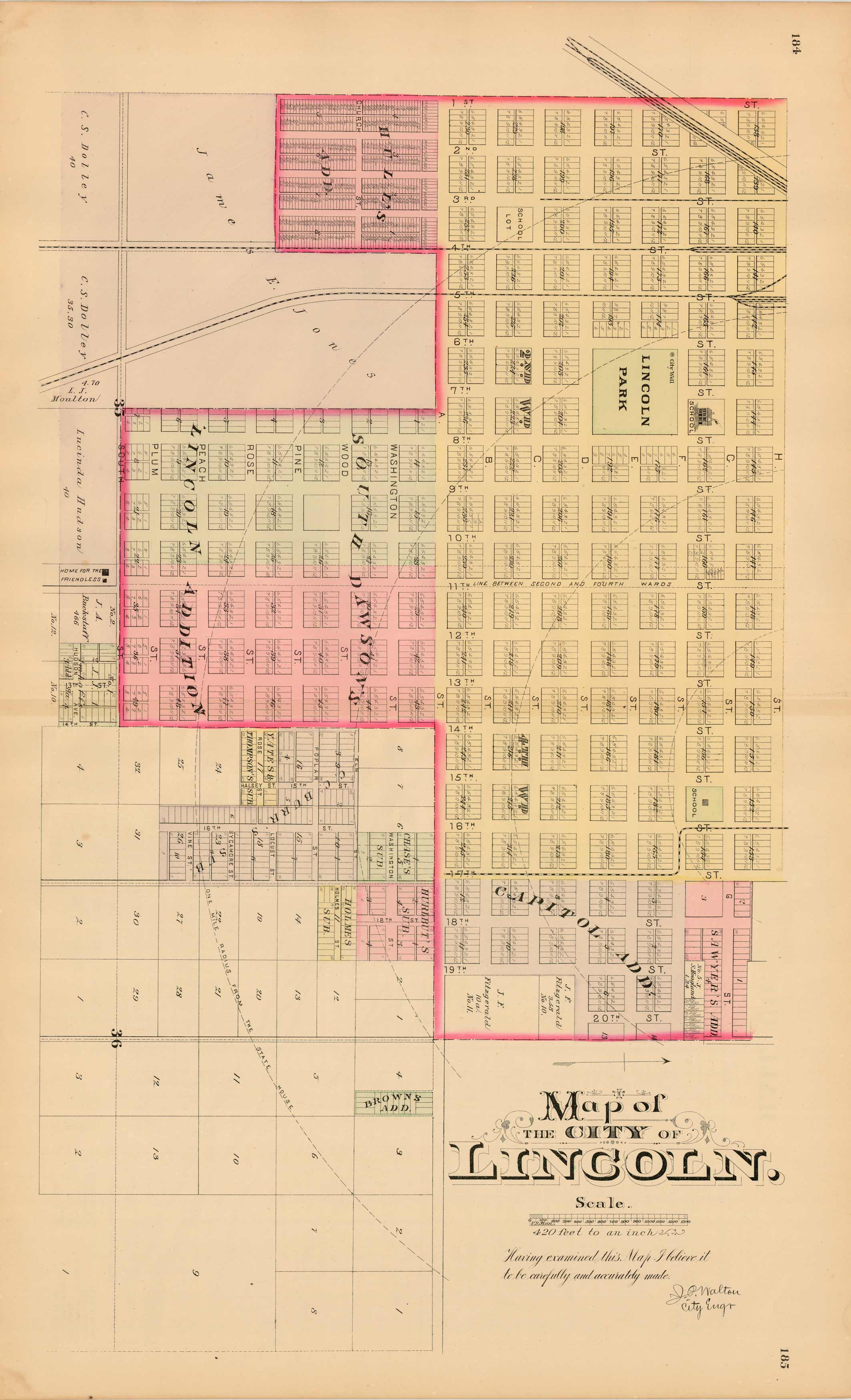 Map of the City of Lincoln, Nebraska - Art Source International