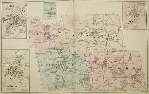 County map of Troy, Jaffrey, Fitzwilliam and Rindge - Art Source ...