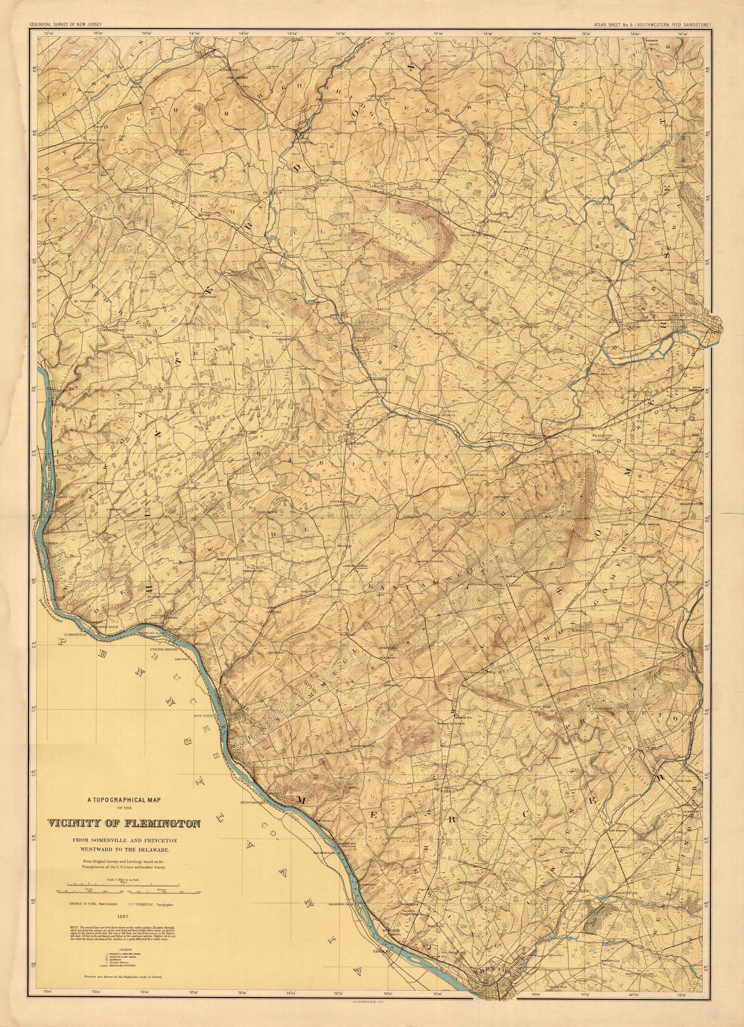 A Topograhical Map of the Vicinity of Flemington - Art Source International