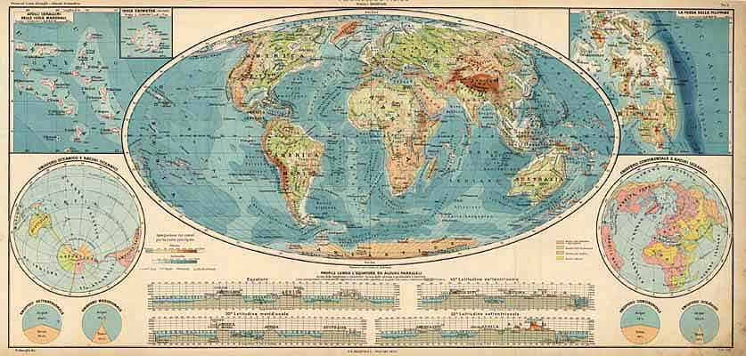 Planiglobo Fisico ( The World with topographic details ) - Art Source ...