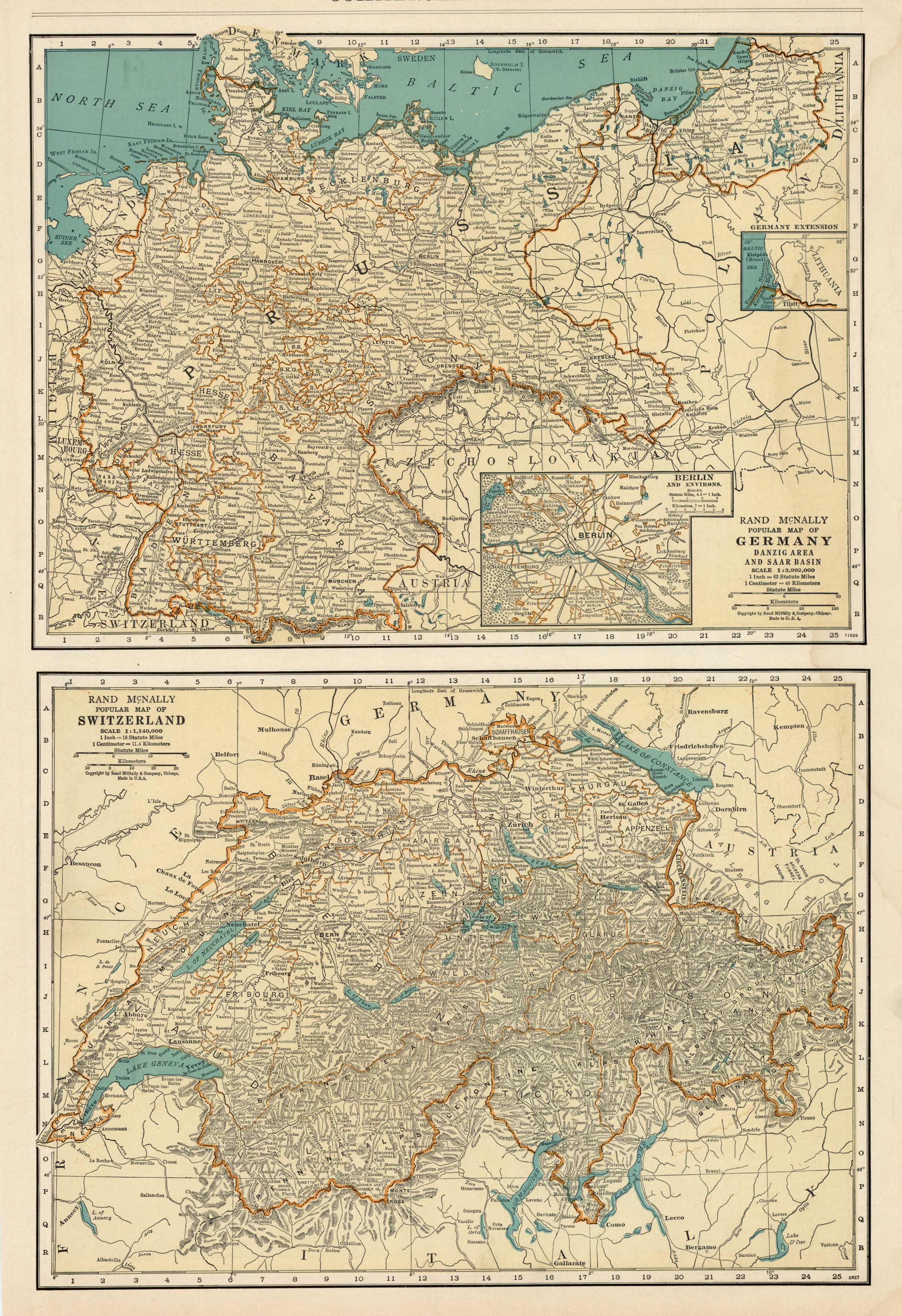 Map of Germany and Switzerland - Art Source International