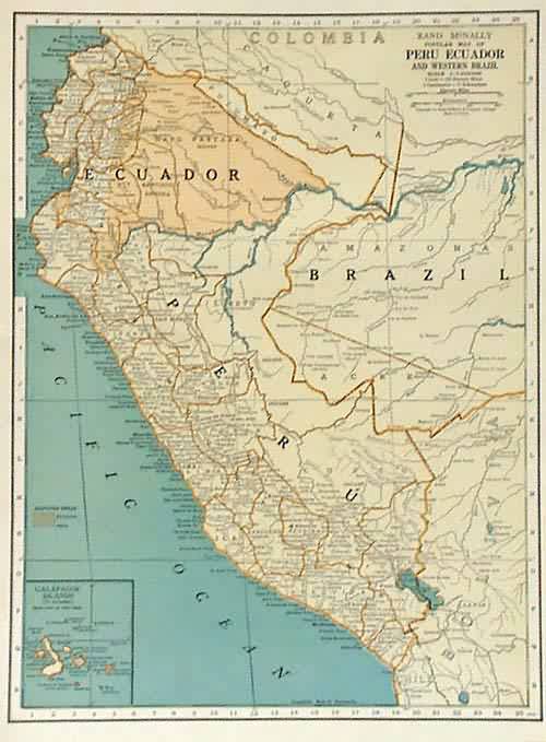 Rand McNally Popular Map of Peru Ecuador and Western Brazil - Art ...