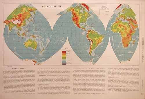 Rand McNally Standard map of Physical Relief - Art Source International