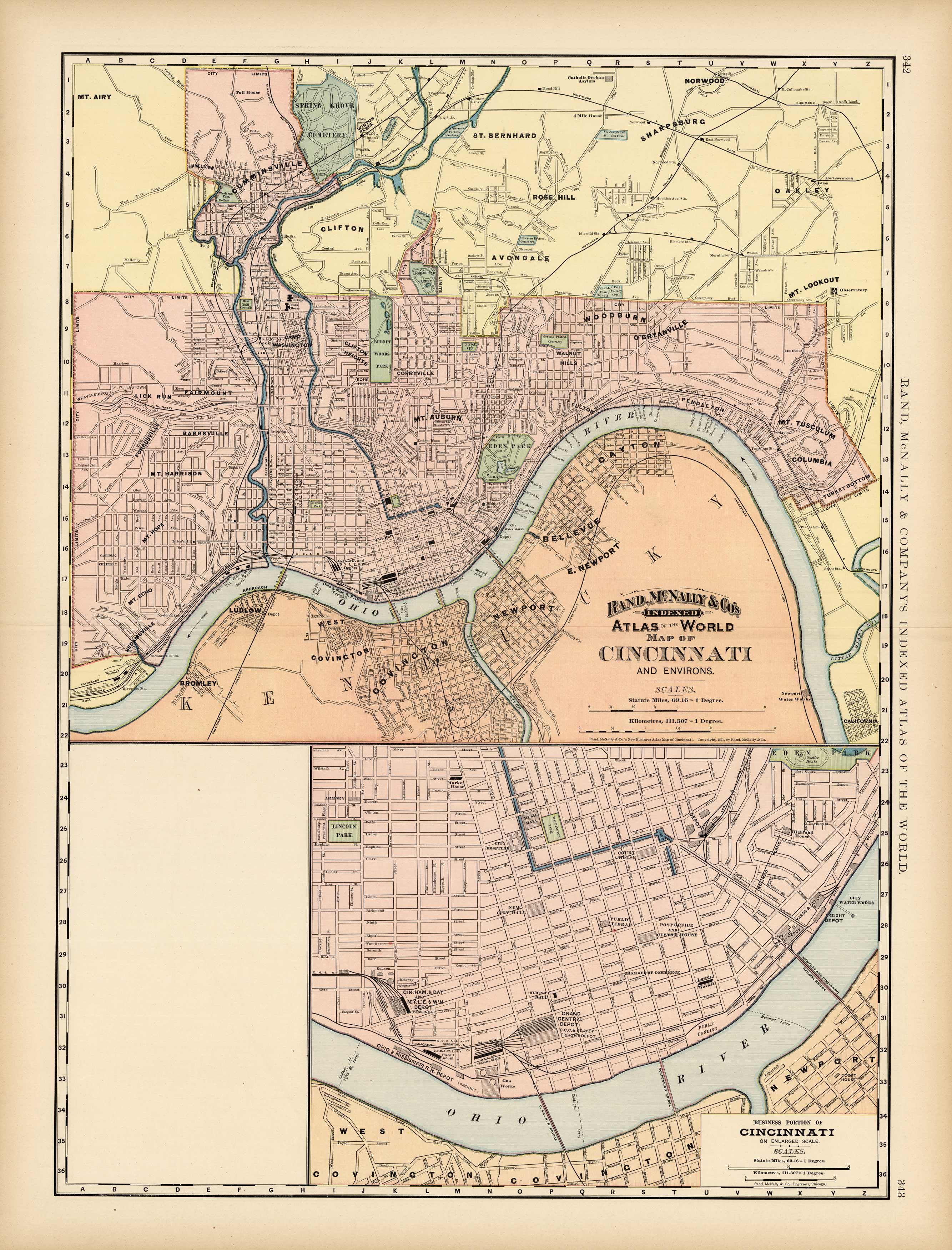 Map of Cincinnati and Environs - Art Source International