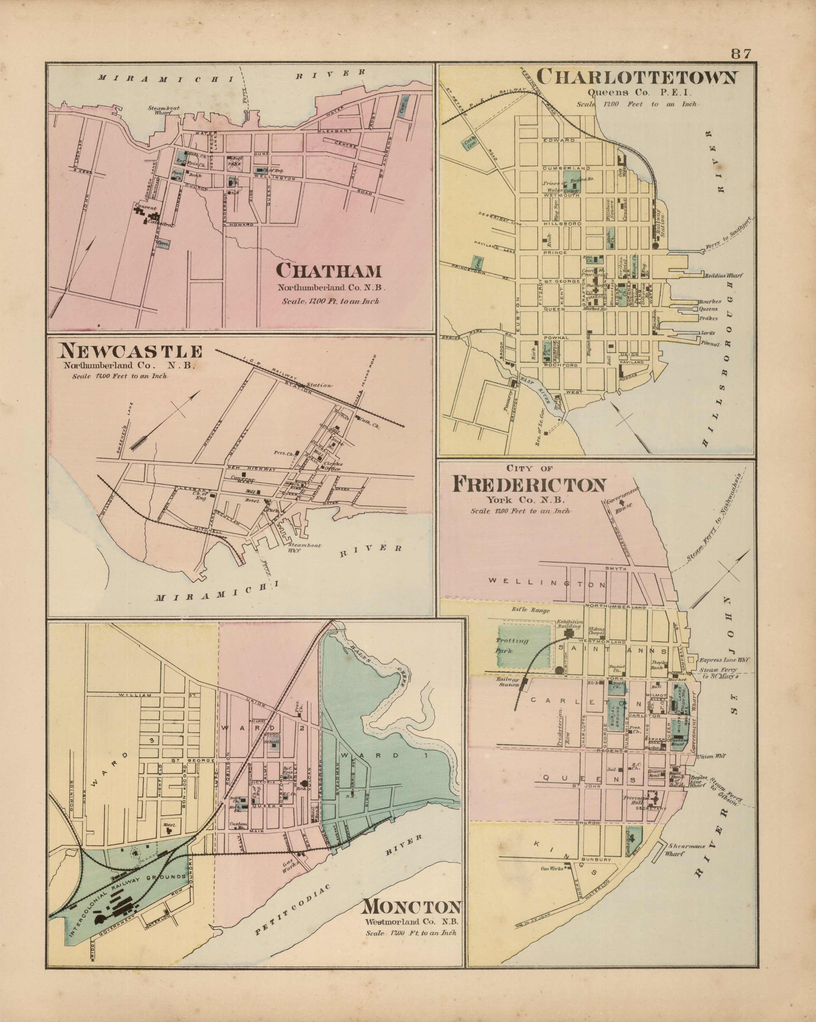 Maps of the Cities of Chatham, Charlottetown, Fredericton, Newcastle ...