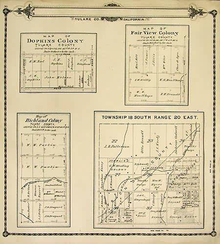 Map of Dopkins Colony, Tulare County - Art Source International