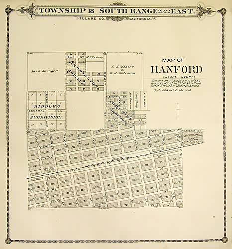 Map of Hanford, Tulare County - Hanford - Art Source International
