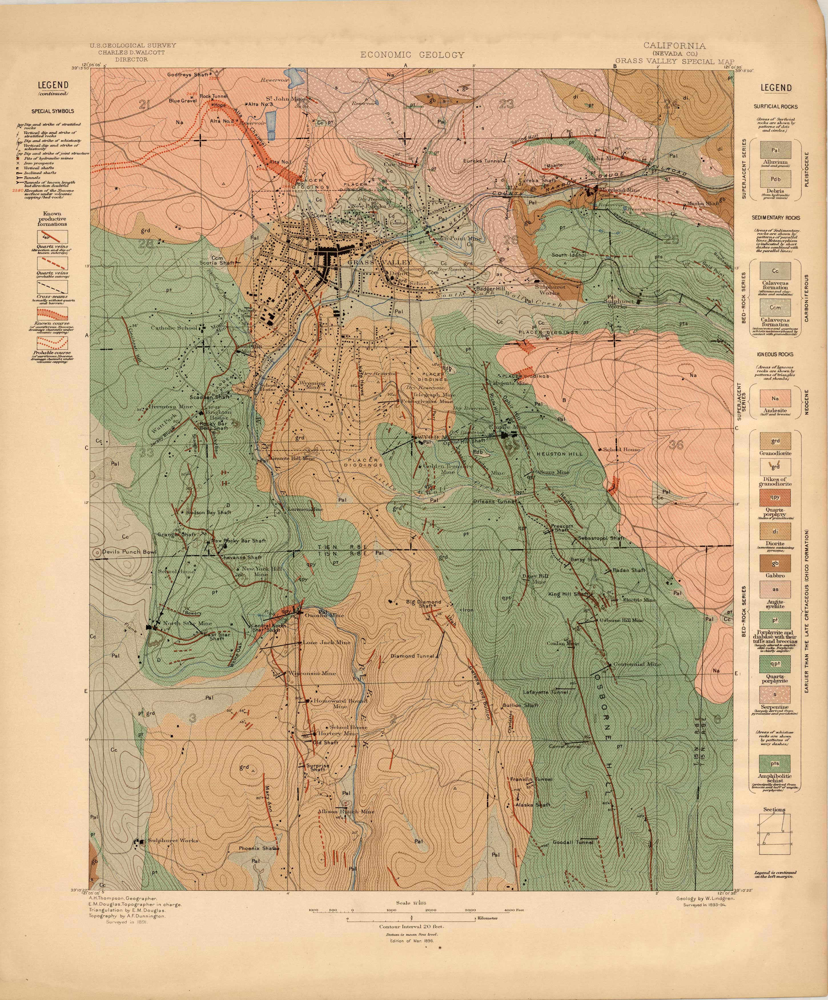 Grass Valley Special Map (Neveda Co.) - Economic Geology - Art Source ...