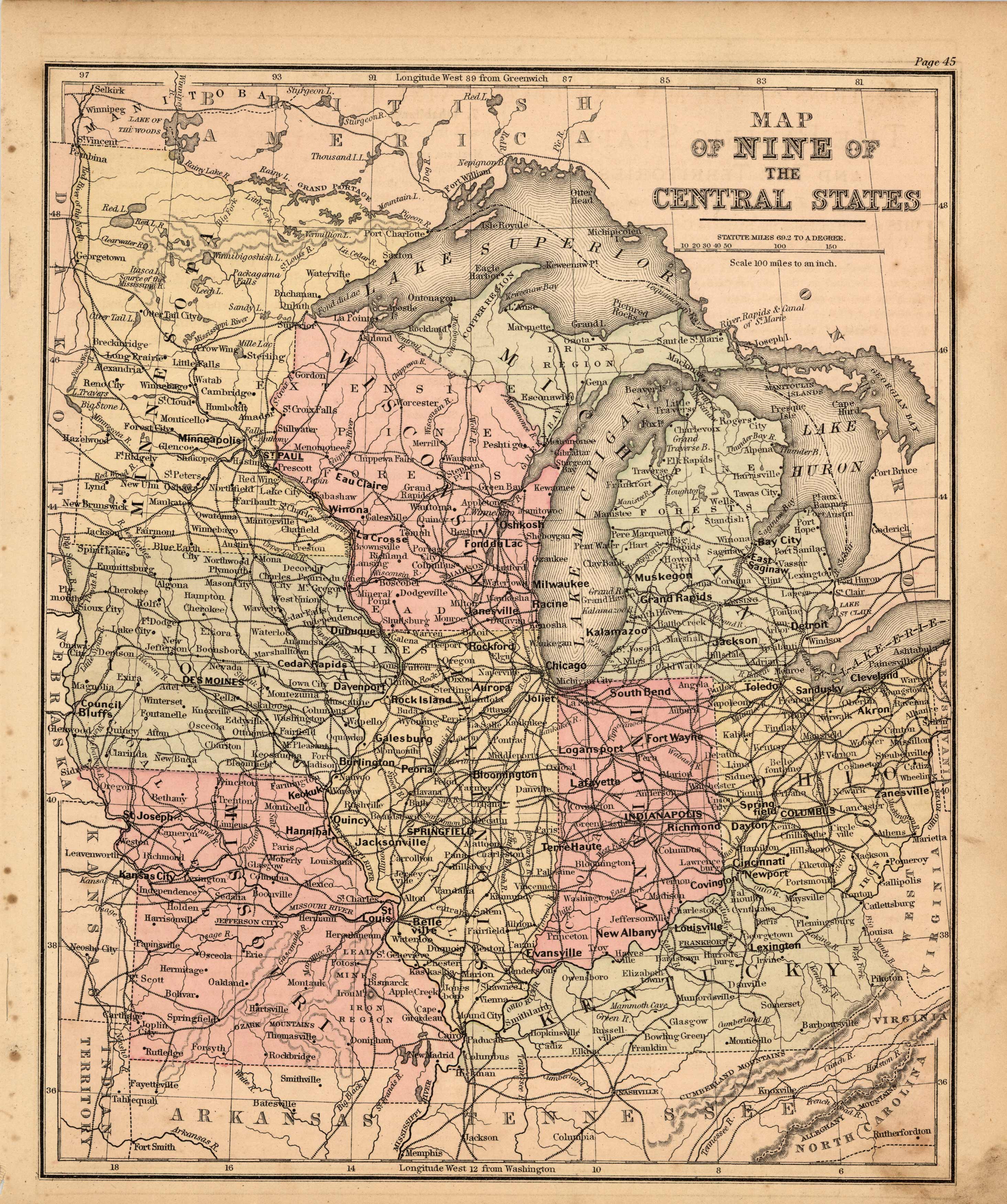 Map of the Central States - Art Source International
