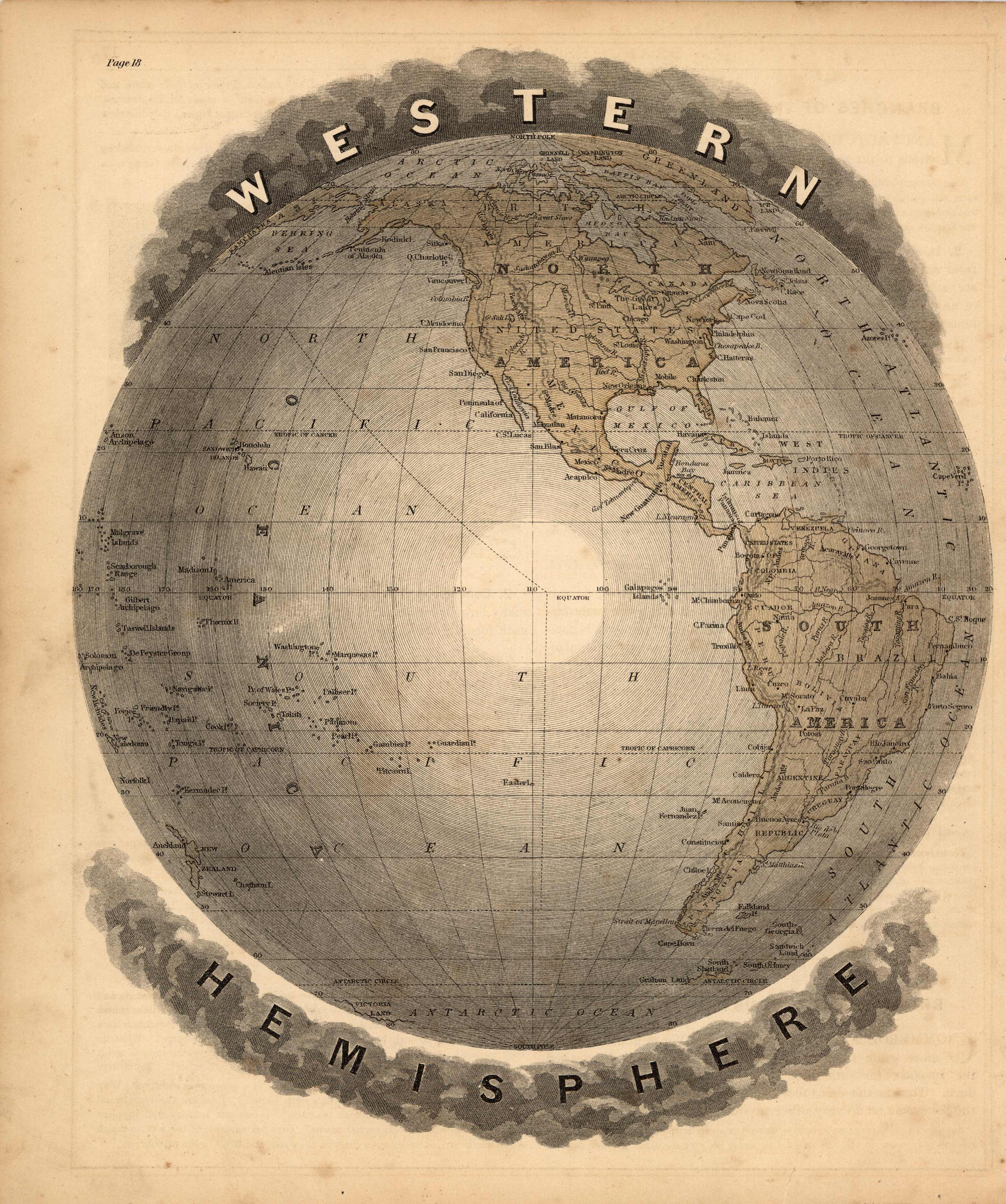 Map of the Western Hemisphere - Art Source International