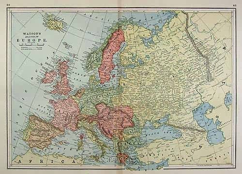 Watson's 1886 Map of Europe - Art Source International