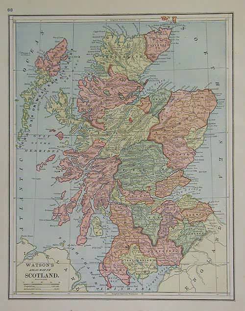 Watson's 1886 Map of Scotland - Art Source International