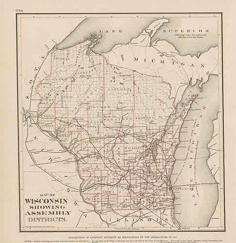 Map of Wisconsin Showing Assembly Districts - Art Source International