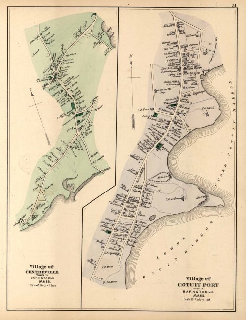 Walker's 1880 Map of Village of Centreville Town of Barnstable ...