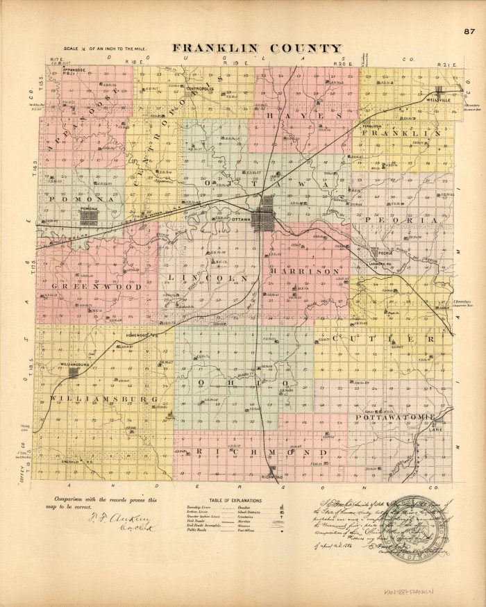 L.H. Evert's 1887 Map of Franklin County, Kansas - Art Source International