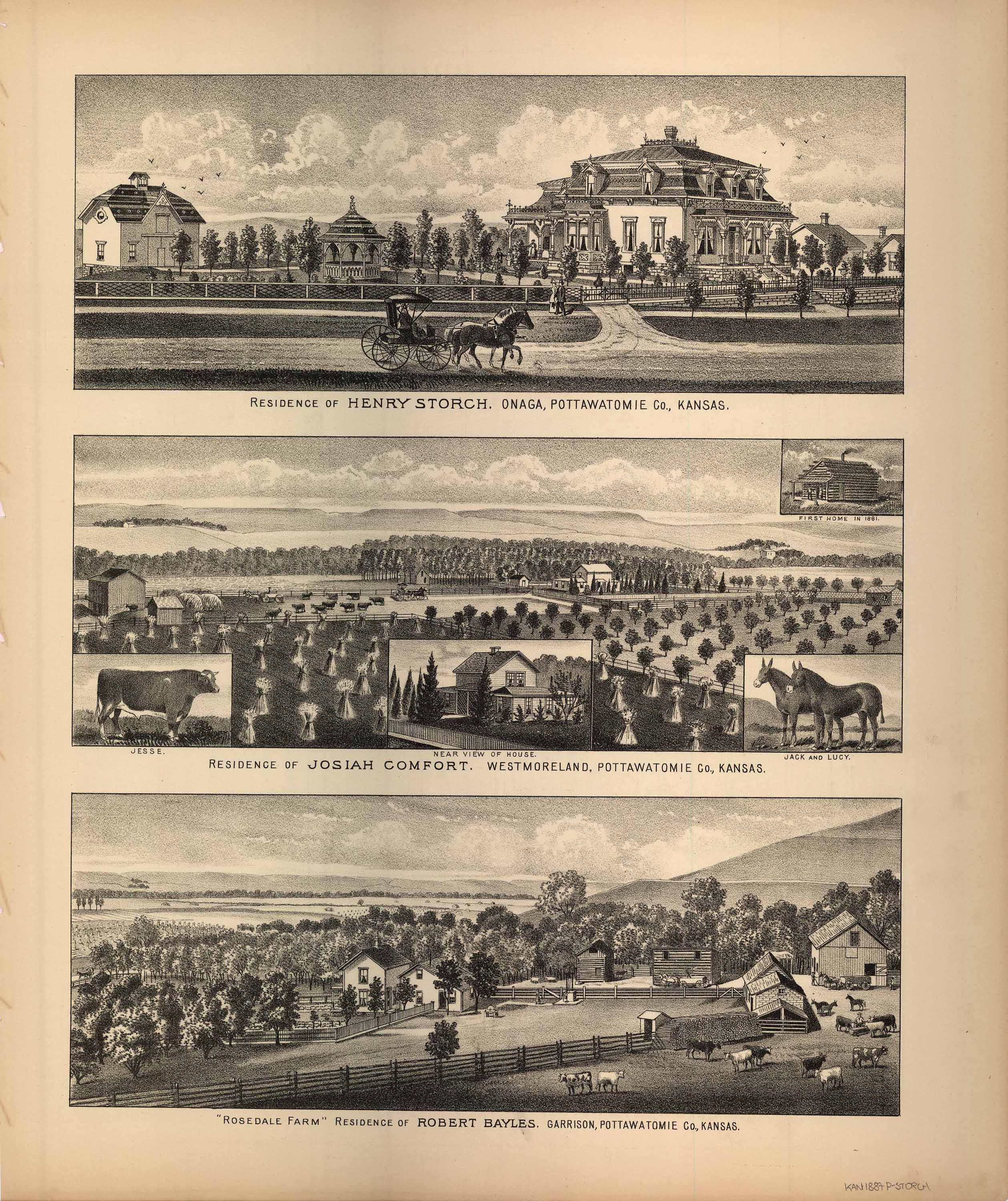 L.H. Evert's 1887 Map of the Residence of Henry Storch. / Residence of ...