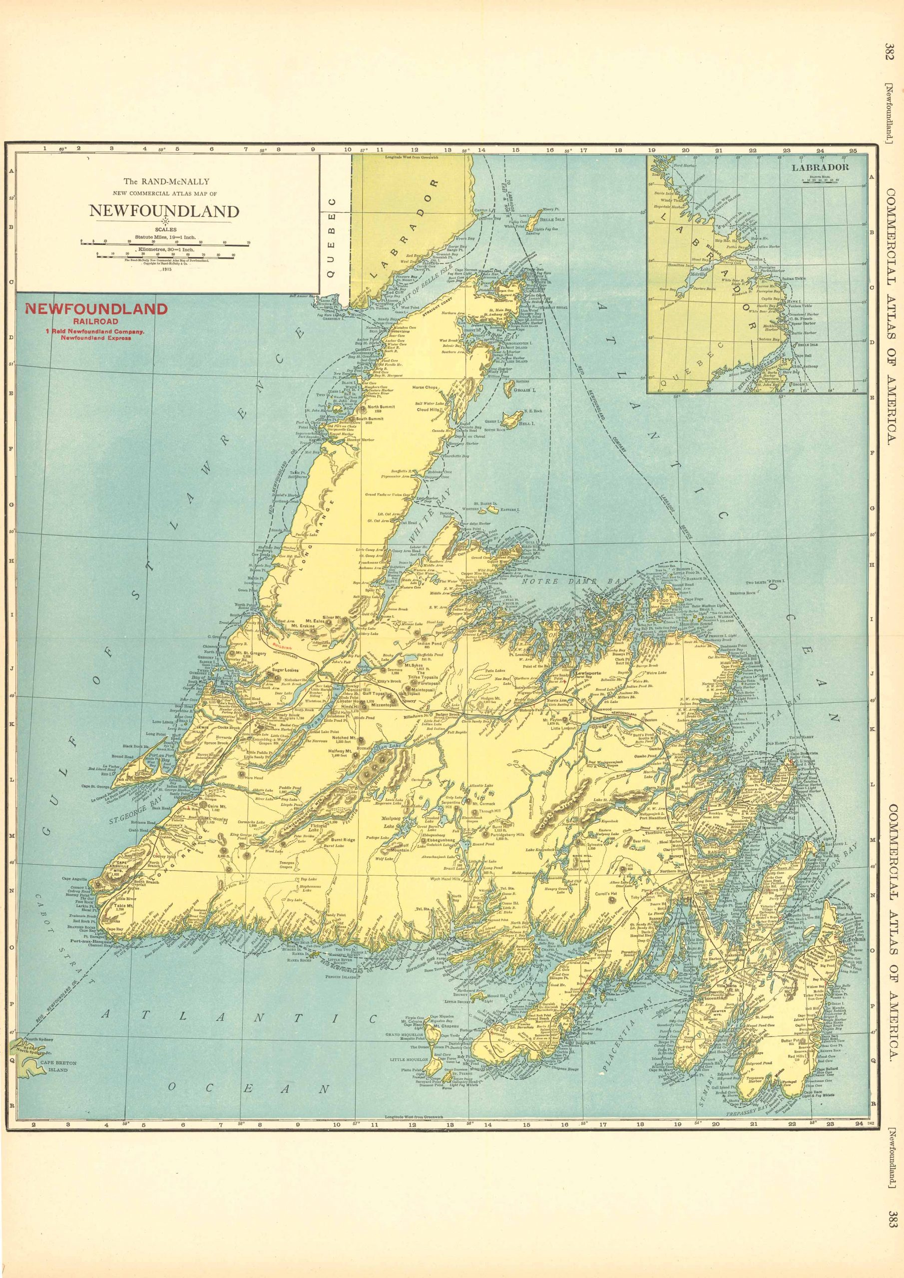 McNally's 1915 Map of Newfoundland - Art Source International